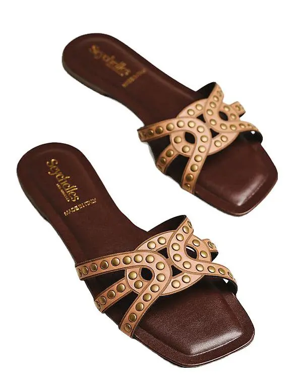 Seychelles Treasure Studded Sandals - Tan Leather