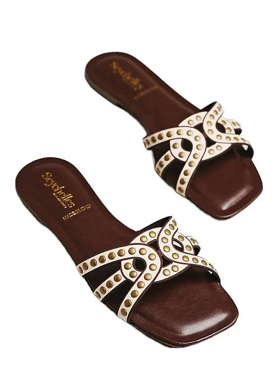 Seychelles Treasure Studded Sandals - White Leather