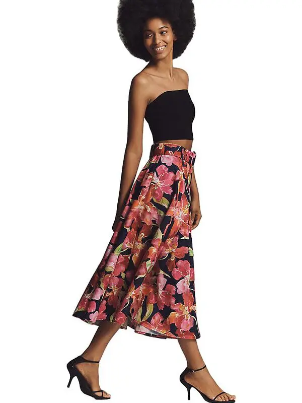 HUTCH Belted Midi Skirt - Multi Floral