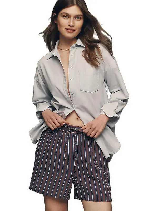 Maeve Brooklin Printed Shorts - Brown Stripe