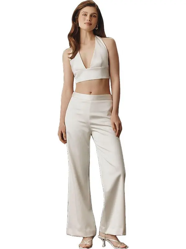 Bhldn Satin Bootcut Trousers - Ivory