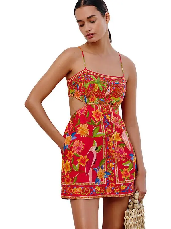 Farm Rio X Cutout Mini Dress - Solar Forest