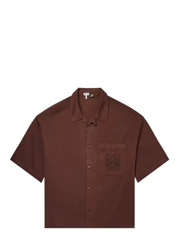 Loewe Paula's Ibiza Logo-embroidered Cotton Shirt - Brown