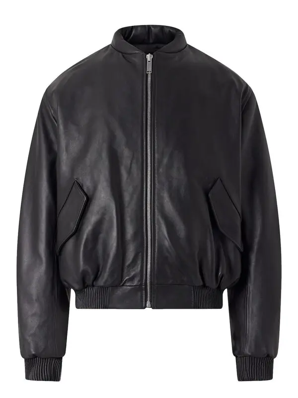 424 Leather Bomber Jacket - Black
