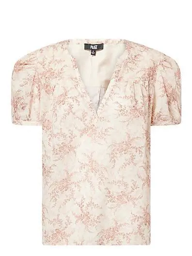 Paige Marlena Floral Cotton Top - Bone/sunset