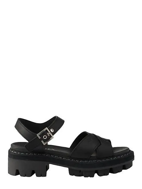 Prada Tread-sole Leather Sandals - Black