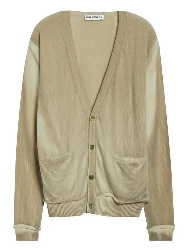 Our Legacy Parallel Merino Wool Cardigan - Moss Spray Dye Cherub Wool