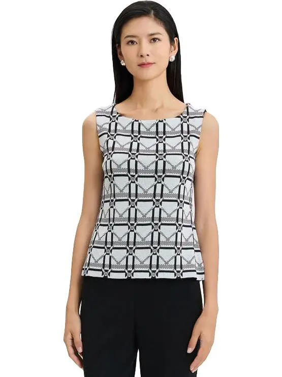Ming Wang Monochrome Geometric Knit Tank - Ivory/black