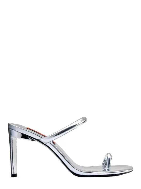 SIMONMILLER Metallic Pipe Heel Sandals - Silver