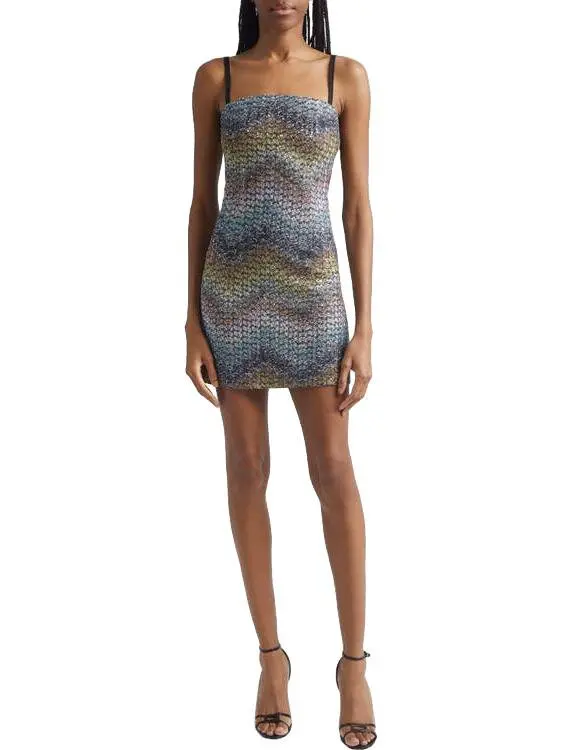 Missoni Metallic Zigzag Sequin Knit Minidress - Multi Blue Yellow Violet