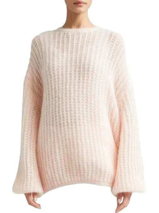 TOTEME Puffed Wool & Mohair Open Stitch Sweater - Bloom