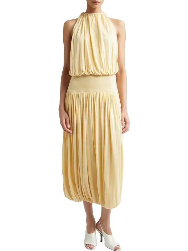 TOTEME Soft Gathered Midi Dress - Champagne