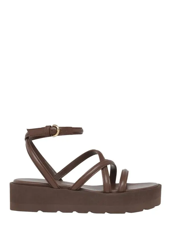 GIANVITO ROSSI Nadina Leather Flatform Sandals - Brown - Nappa