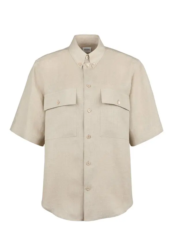 TOD'S Linen Short Sleeve Shirt - Beige