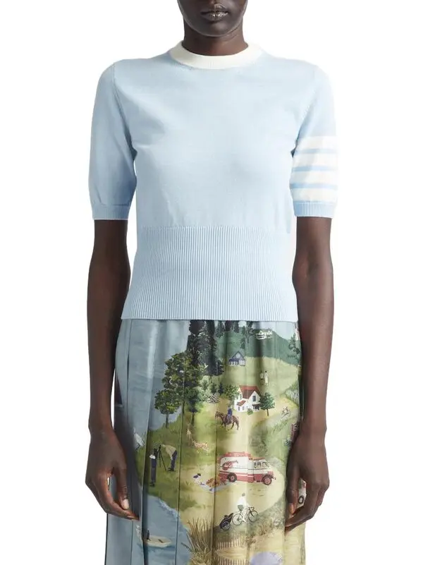 Thom Browne Hector Short Sleeve Sweater - Light Blue