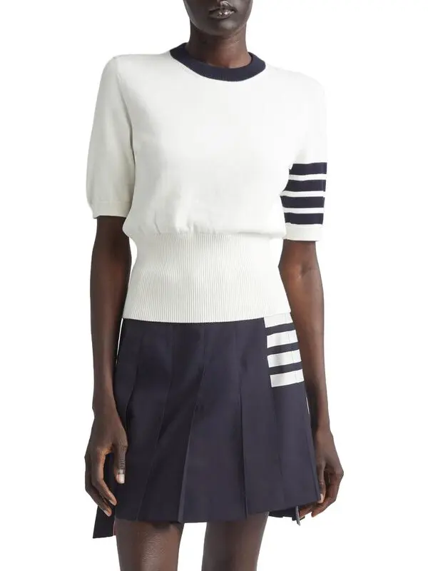 Thom Browne Hector Short Sleeve Sweater - White
