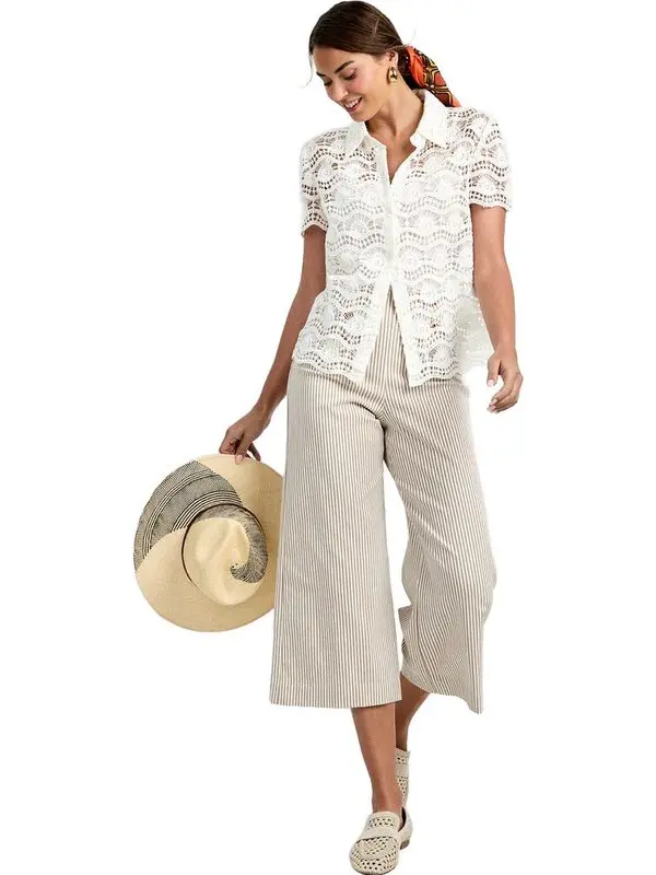 Trina Turk Triton Crochet Lace Top - Whitewash