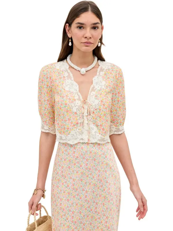 Rixo Ursula Katie Floral Top - Orange