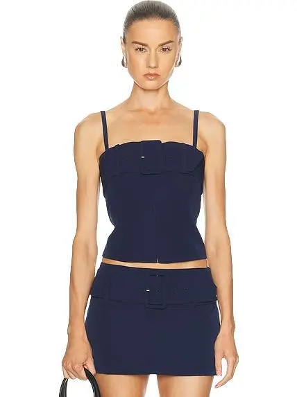 Sandy Liang Ahsoka Top - Navy