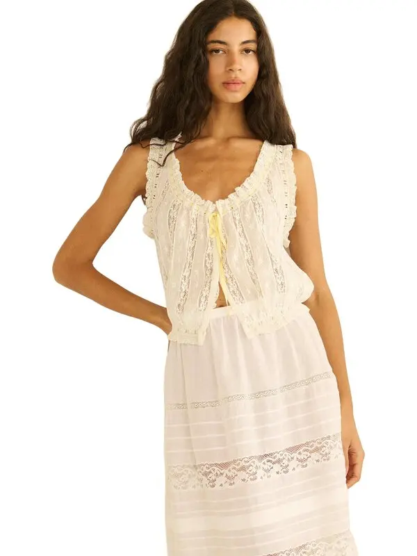 DÔEN Vetiver Organic Cotton Voile Top - Salt