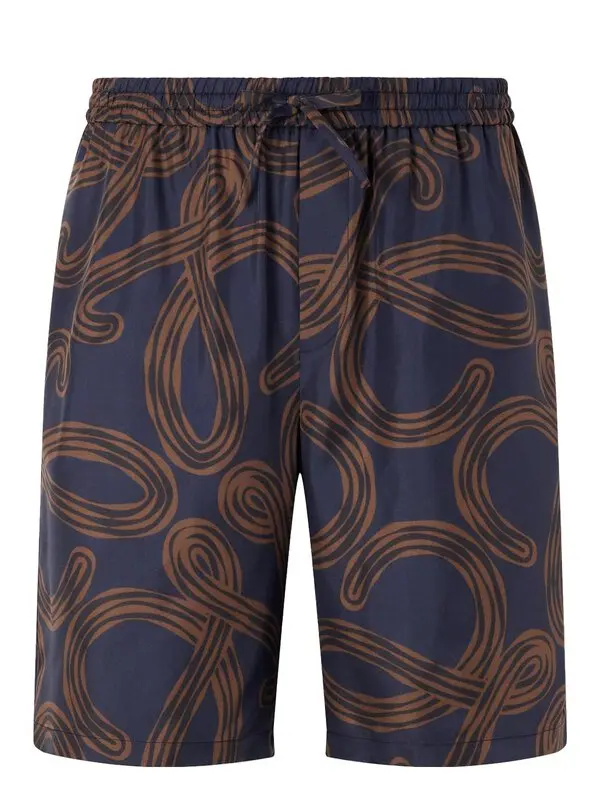 Loewe Printed Silk Straight-leg Shorts - Blue
