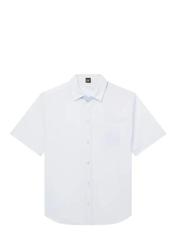 Loewe Paula's Ibiza Logo-embroidered Cotton-blend Shirt - Blue