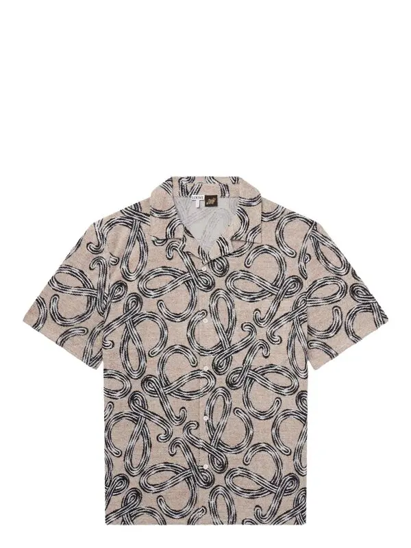 Loewe Paula's Ibiza Camp-collar Printed Cotton-blend Terry Shirt - Neutrals