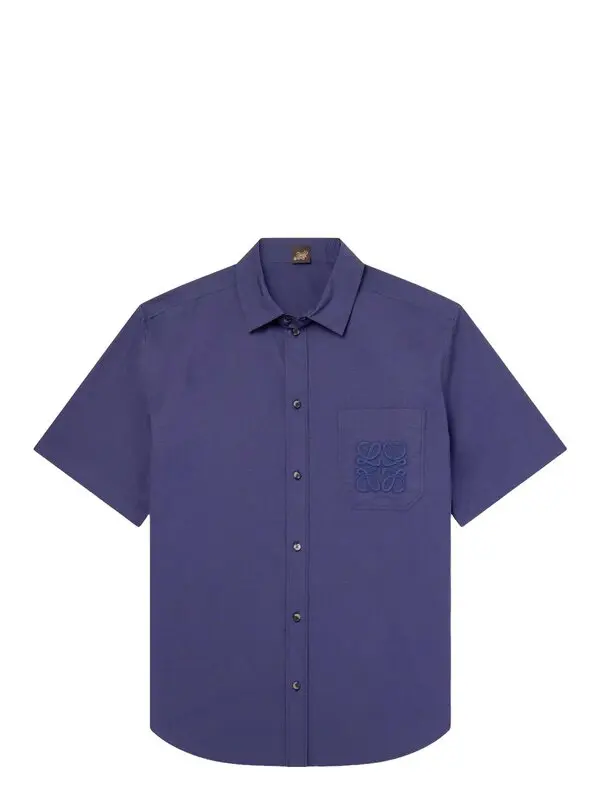 Loewe Paula's Ibiza Logo-embroidered Cotton-blend Shirt - Blue
