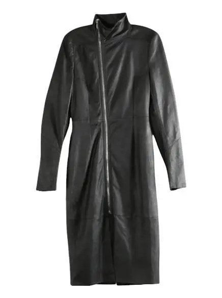 Rick Owens Cappotto In Pelle Gary Coat - Black
