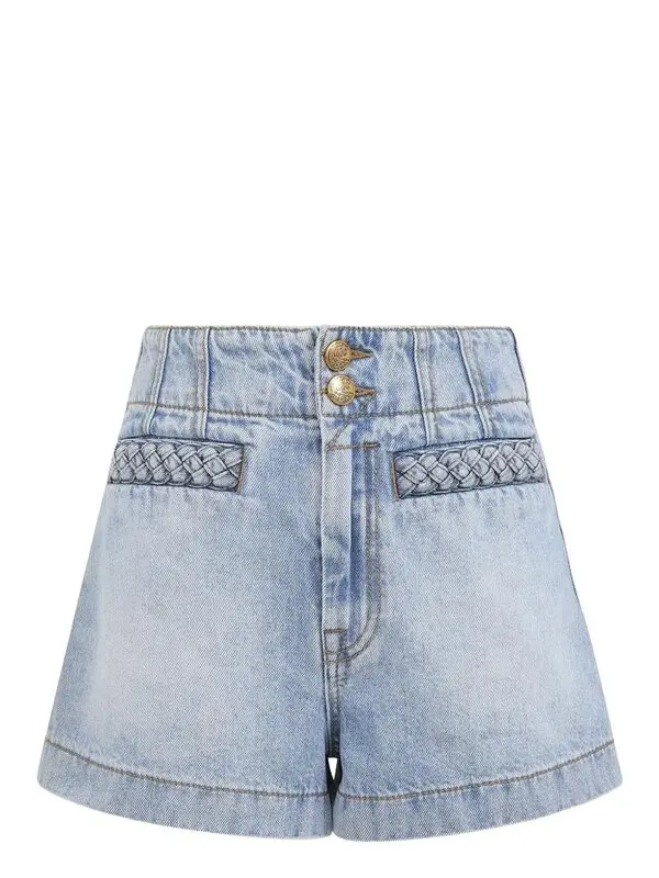 Zimmermann Indra Denim Shorts - Sky Blue
