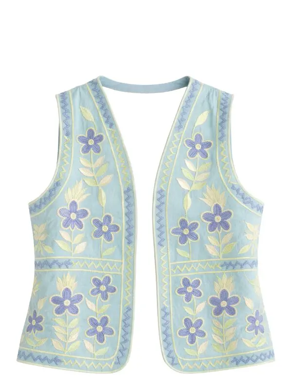 Antik Batik Carioca Vest - Sky Blue