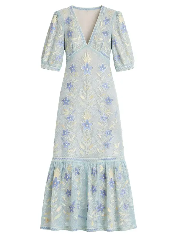Antik Batik Carioca Long Dress - Sky Blue