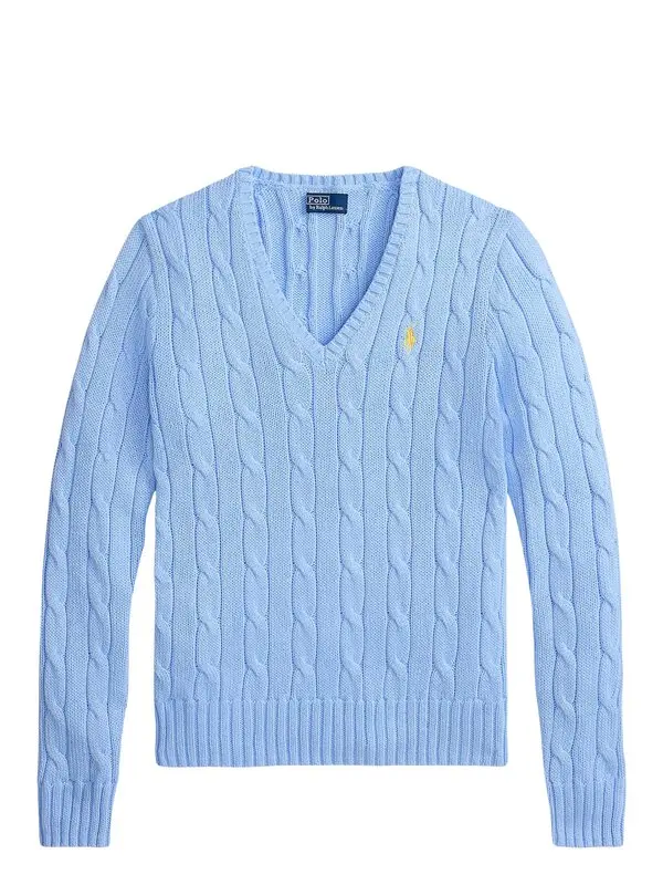 Polo Ralph Lauren Cable Knit V-neck Sweater - Sky Blue