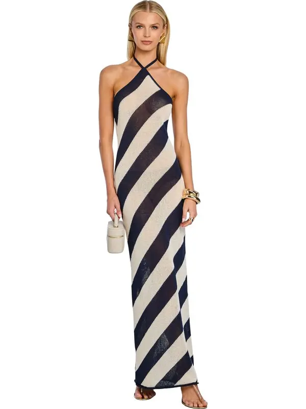 SEROYA Dree Knit Maxi Dress - Navy/eggshell