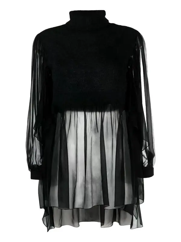 Alberta Ferretti Panelled Roll Neck Jumper - Black