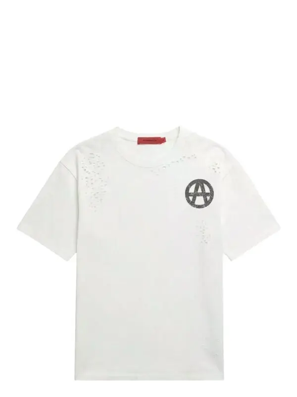 ACUPUNCTURE 1993 Anarchy Distressed Logo-print T-shirt - Neutrals