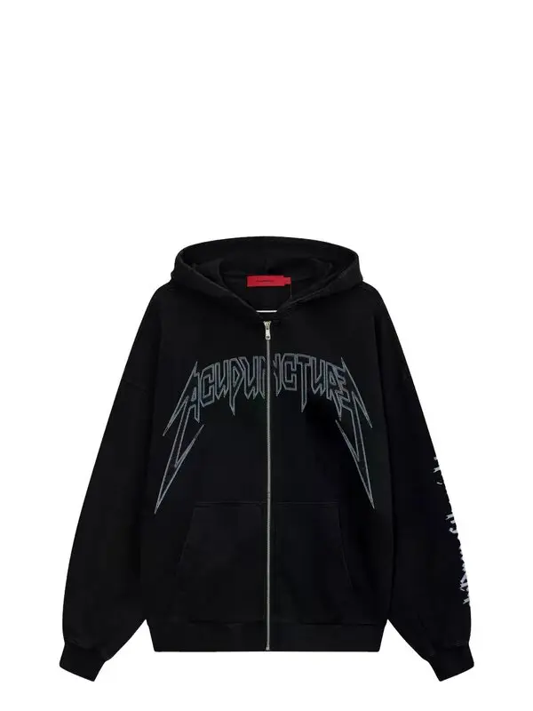 ACUPUNCTURE 1993 Graphic-print Zip-up Hoodie - Black