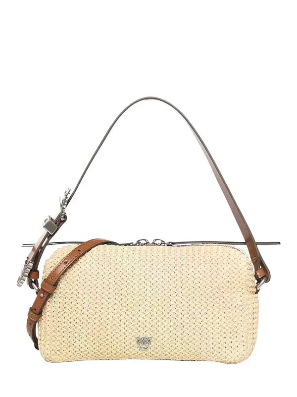 Pinko Logo-plaque Crossbody Bag - Neutrals