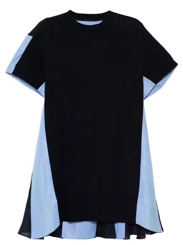 Sacai Poplin X Cotton Knitted Dress - Blue
