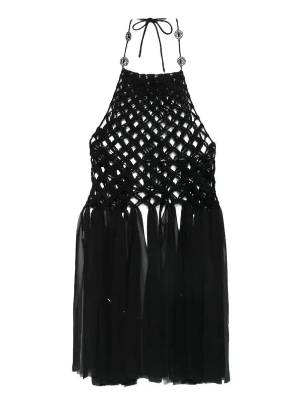 Pinko Macramé-knit Top - Black