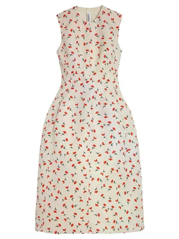 JIL SANDER Printed Midi Dress - Neutrals