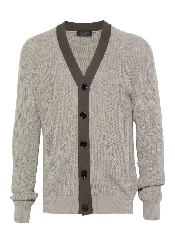 DONDUP Ribbed-knit V-neck Cardigan - Neutrals