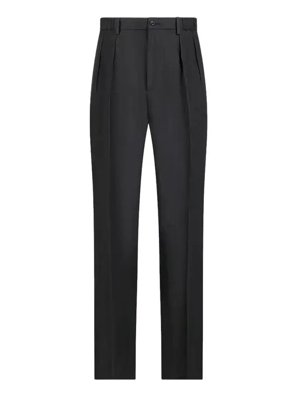 Tagliatore Pleated Linen Trousers - Black