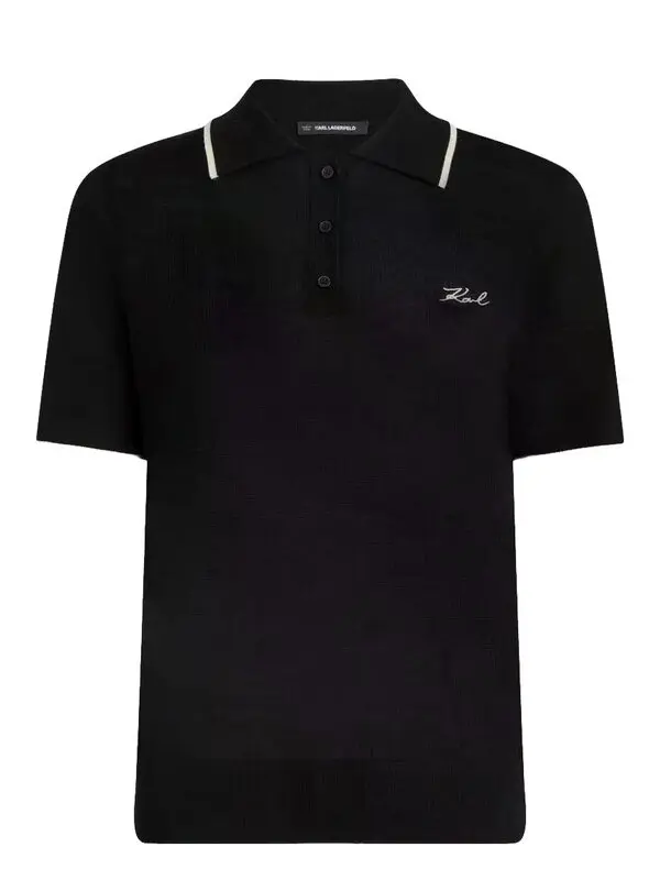 Karl Lagerfeld Merino Wool Polo Shirt - Black