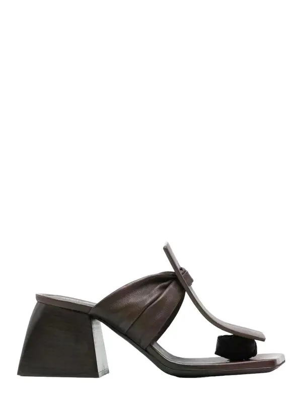 UMA WANG Ruched Square-toe Sandals - Brown