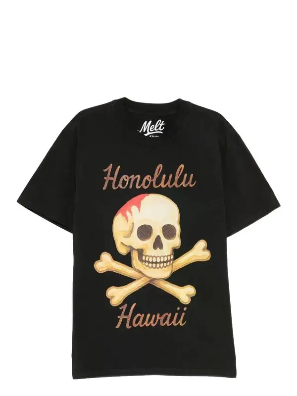 MELT Skull-print Cotton T-shirt - Black