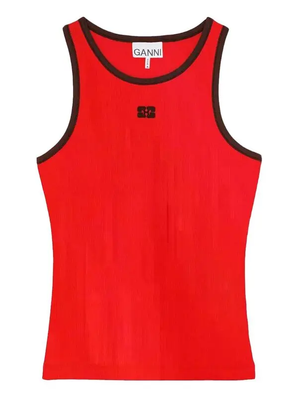 GANNI Logo-detail Tank Top - Red