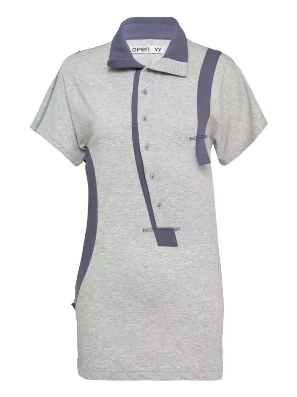 OPEN YY Button-panel Polo Top - Grey