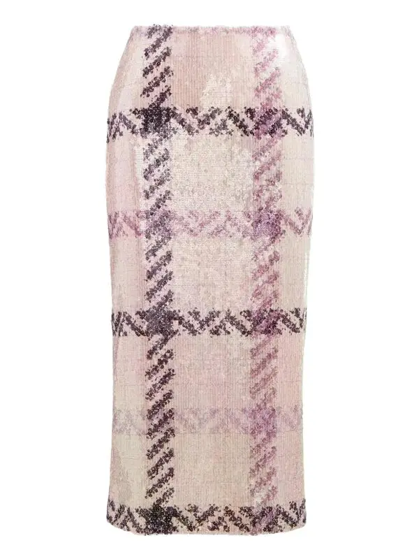 Brandon Maxwell Mercer Sequin-embellished Midi Pencil Skirt - Neutrals
