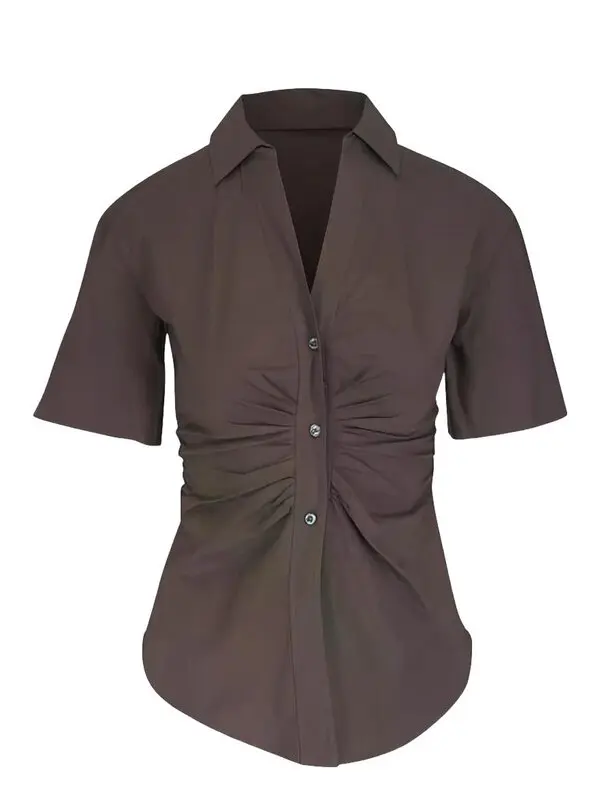 Veronica Beard Devra Ruched Blouse - Brown